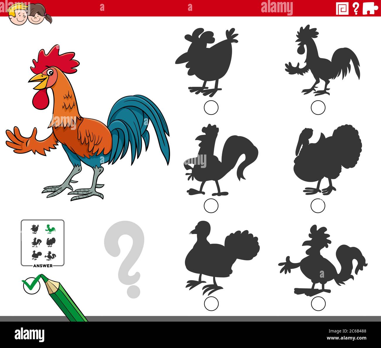 Cartoon Illustration of Finding the Right Shadow to the Picture ...