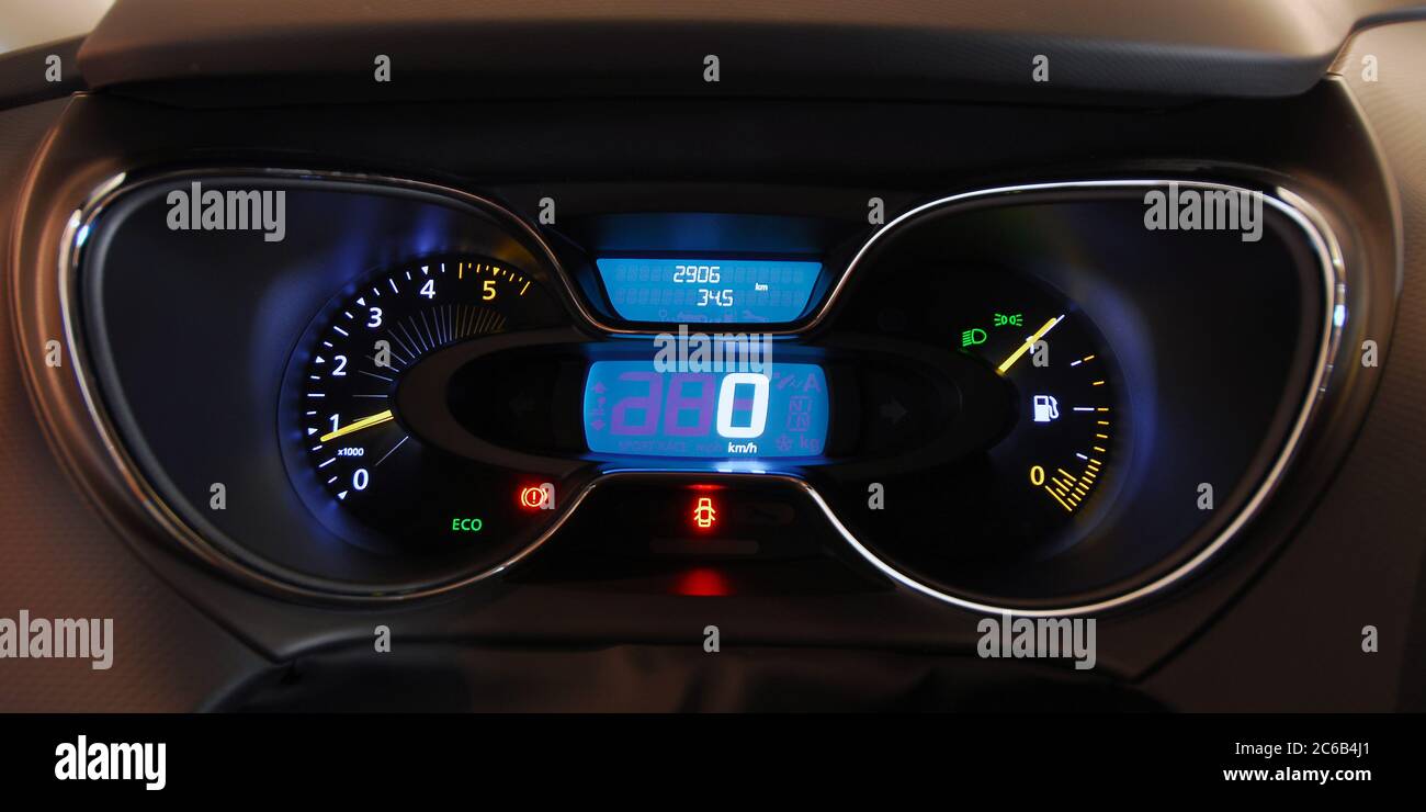 illuminated instrument panel with the passenger car Stock Photo - Alamy