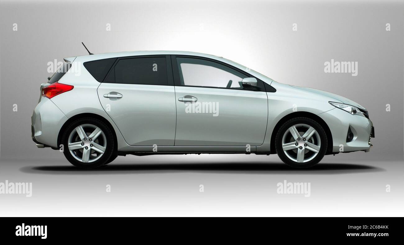 compact car, gray hatchback side view studio shot Stock Photo - Alamy