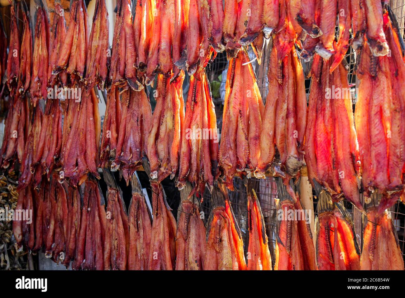 Dry fish market at the afternoon sun shine in Myanmar, South Asia Stock ...