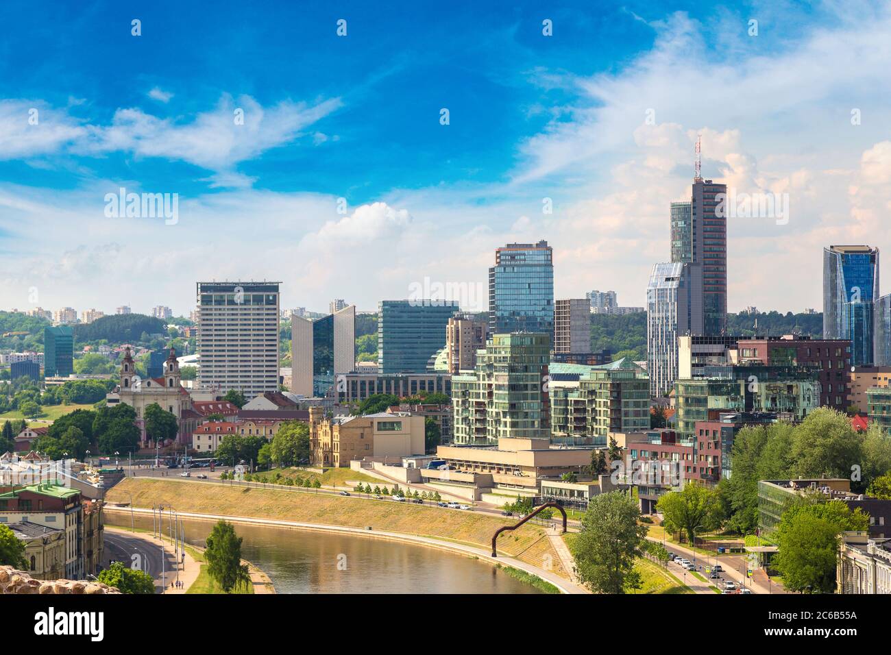 Aerial view to modern part of Vilnius in a beautiful summer day ...