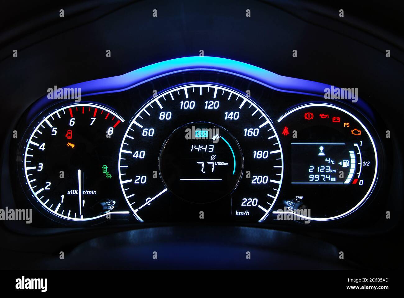 illuminated instrument panel with the passenger car Stock Photo - Alamy