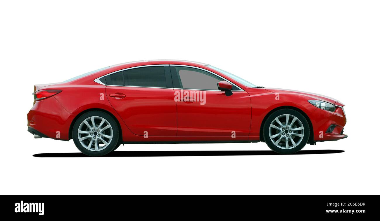 red sedan side view Stock Photo - Alamy