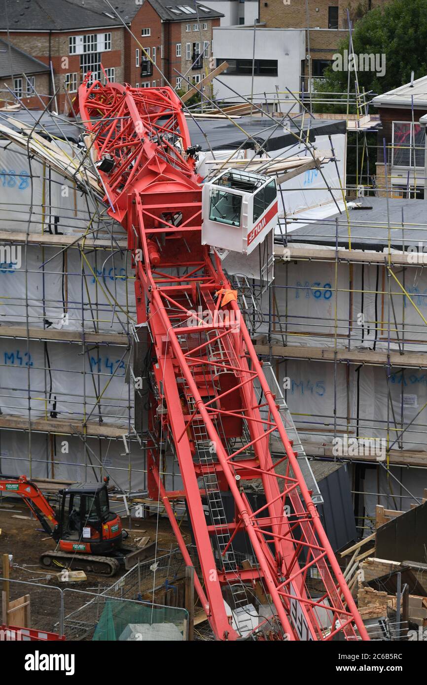 The scene in Bow, east London, where a 20-metre crane has collapsed on ...