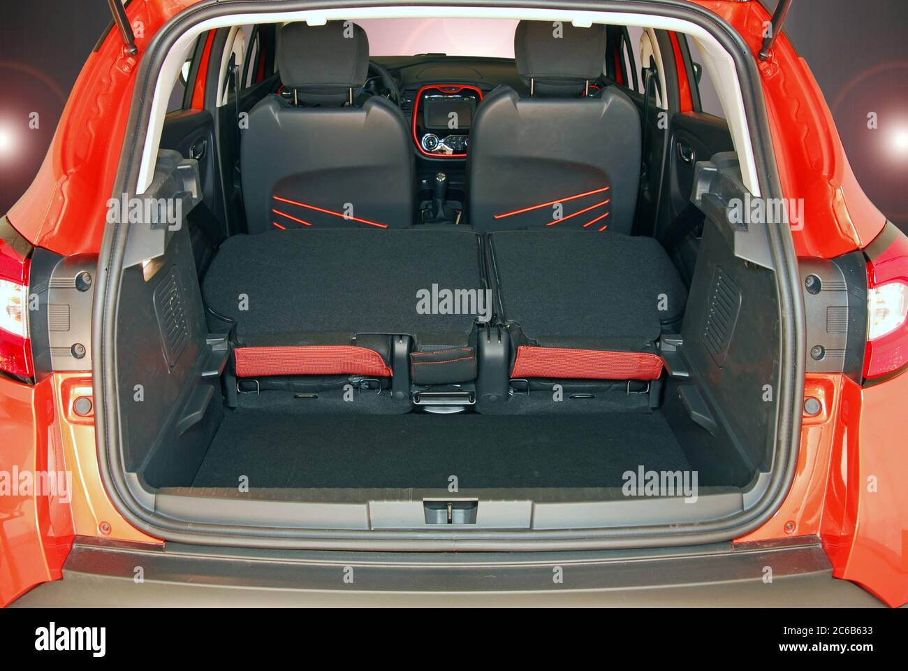 car trunk with rear seats folded Stock Photo - Alamy