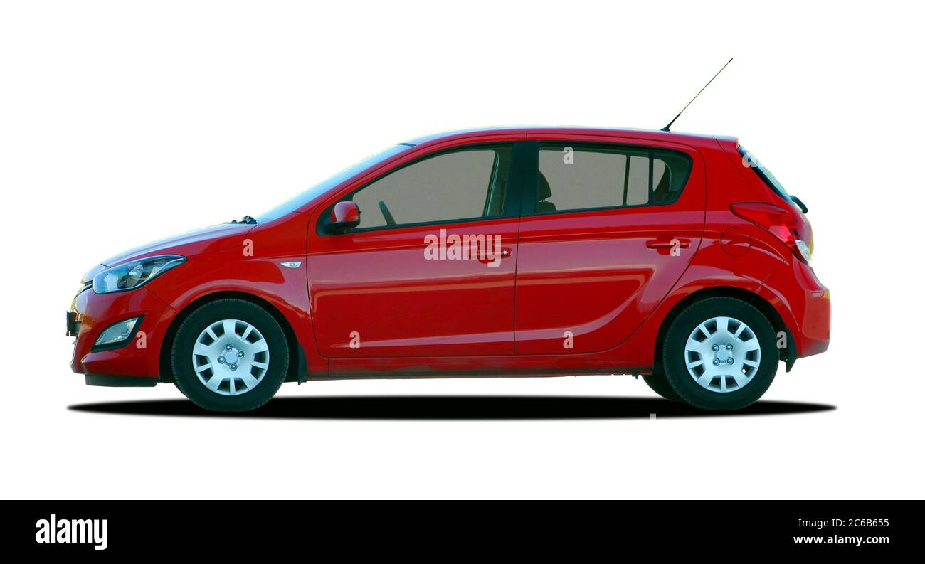 red car on white background Stock Photo - Alamy