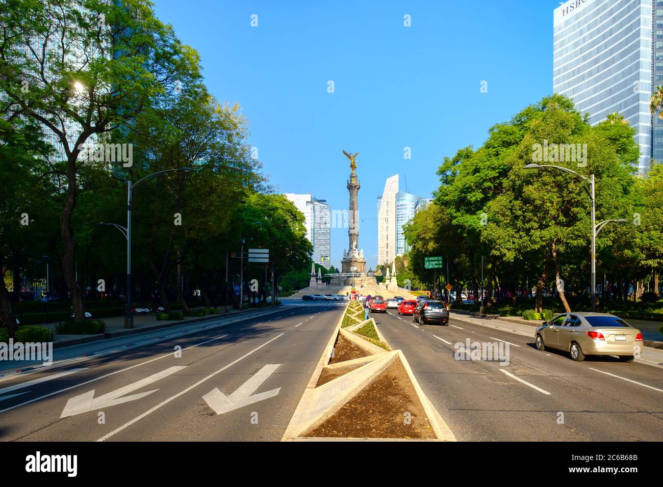 Paseo de la Reforma and the Angel of Independence in Mexico City Stock ...