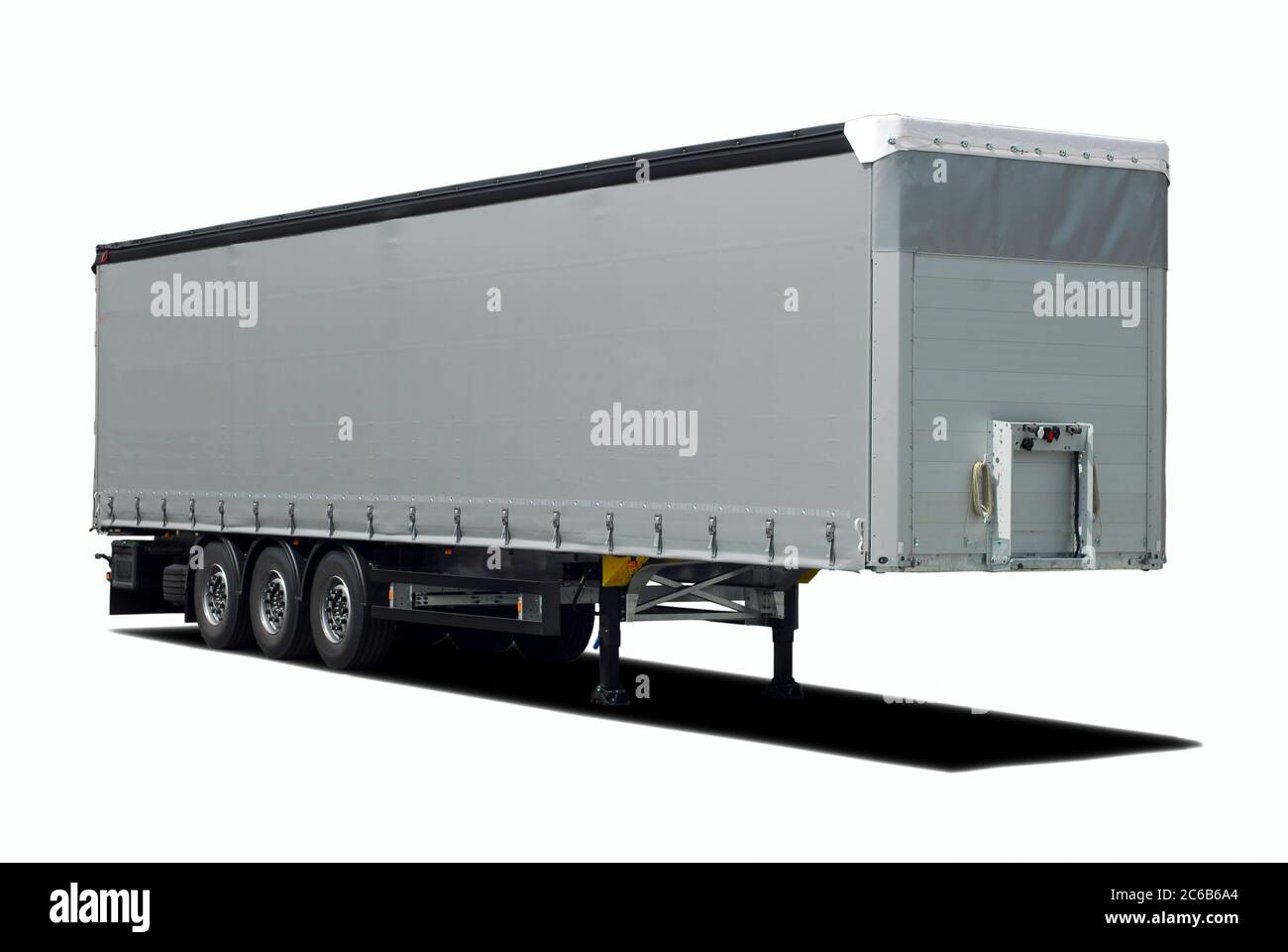 Blank white parked semi trailer, front view Stock Photo - Alamy