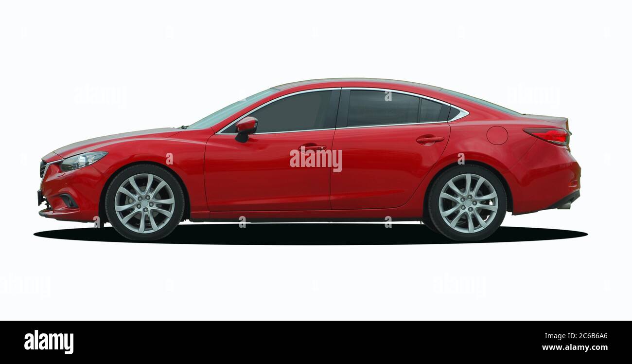 red sedan side view Stock Photo - Alamy