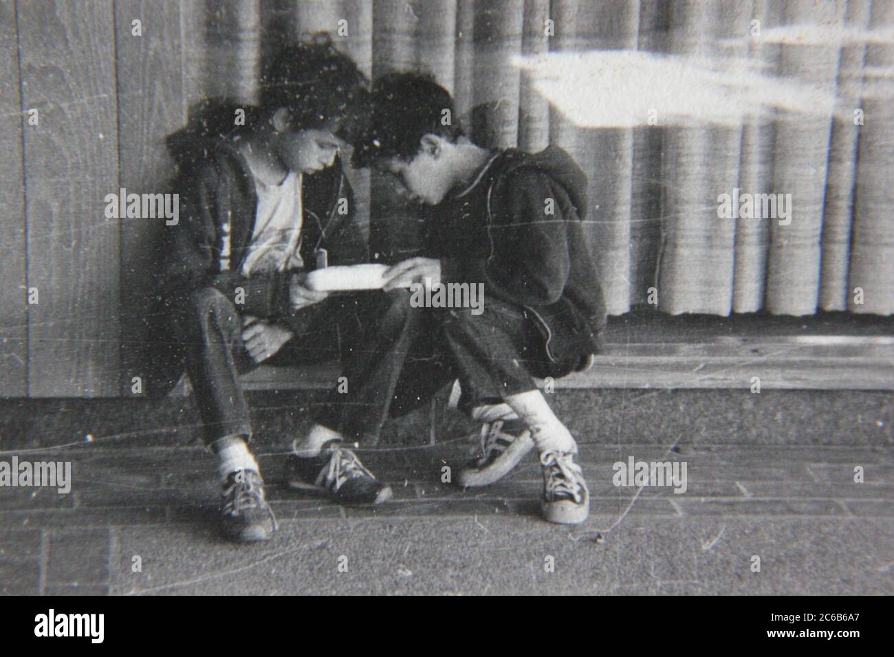 Fine 70s vintage black and white lifestyle photography of two boys ...
