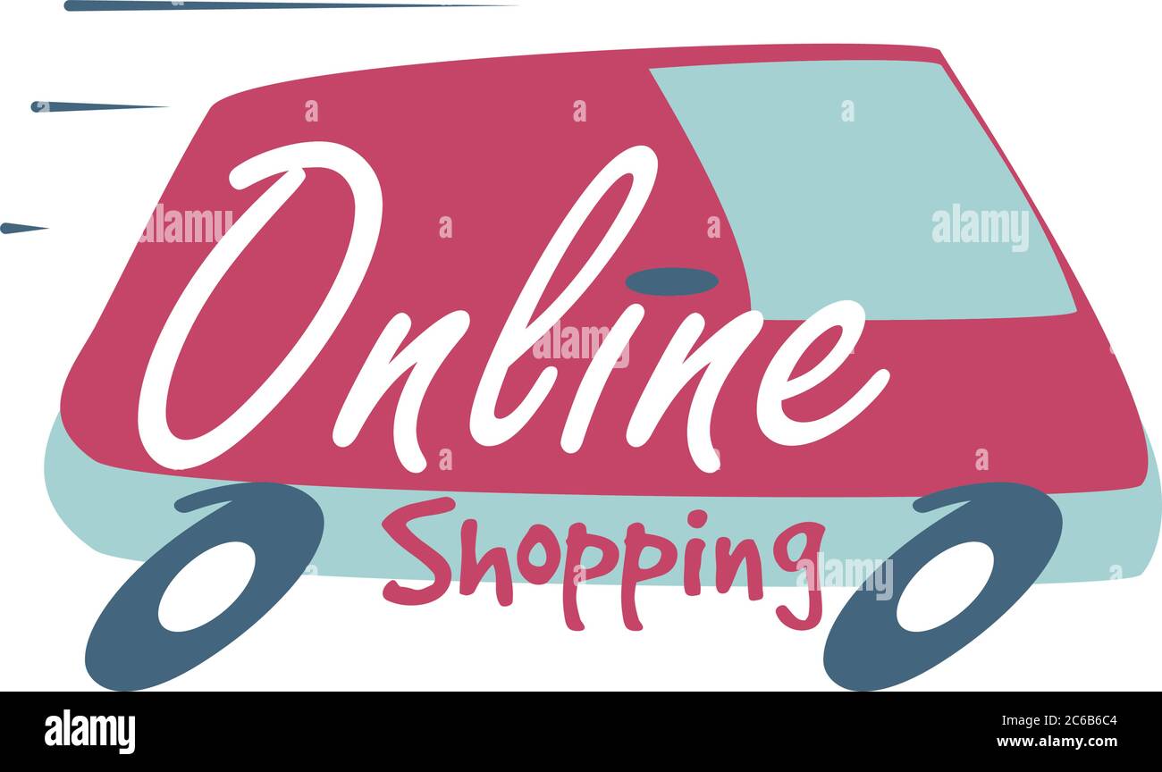 online shopping, lettering about online shopping vector illustration ...
