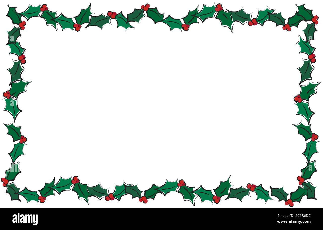 A vector illustration of holly leaves creating a frame. Isolater on ...