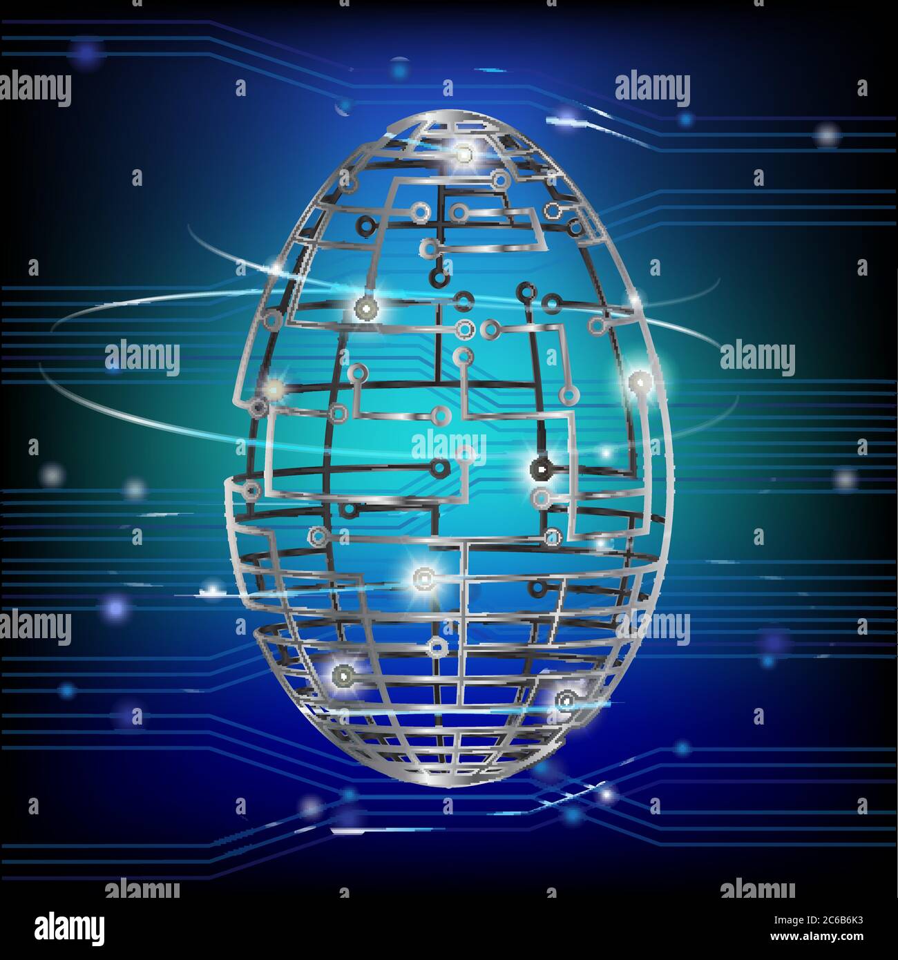 Easter egg for the modern age. Wireframe egg in form of a rotating ...