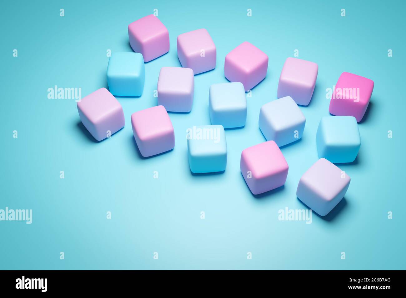 3d illustration of rows of multi-colored chewing gum in gradient colors ...