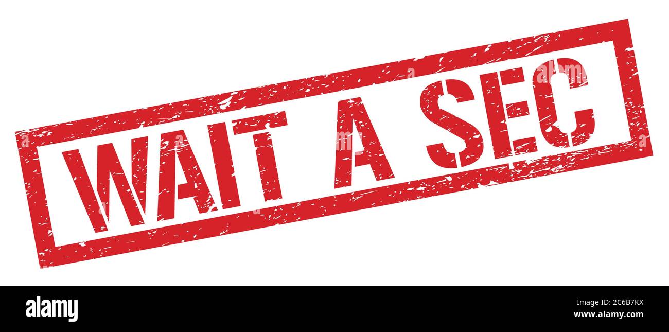 WAIT A SEC red grungy rectangle stamp sign Stock Photo - Alamy