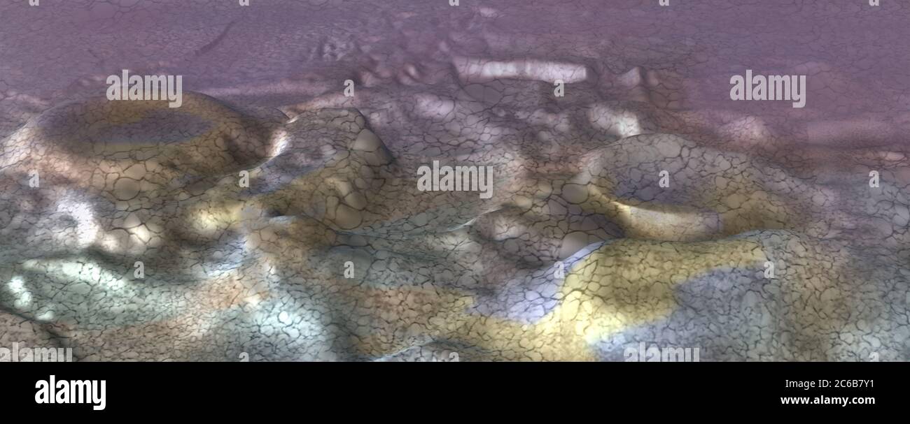 alien terrain with craters made in 3d software Stock Photo - Alamy