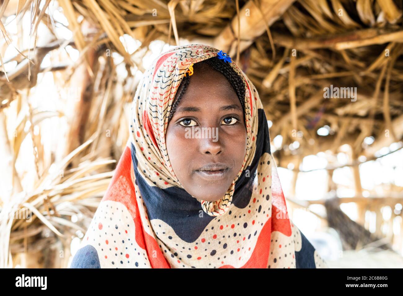 Portrait of woman wearing Muslim traditional Hijab, Melabday, Asso ...