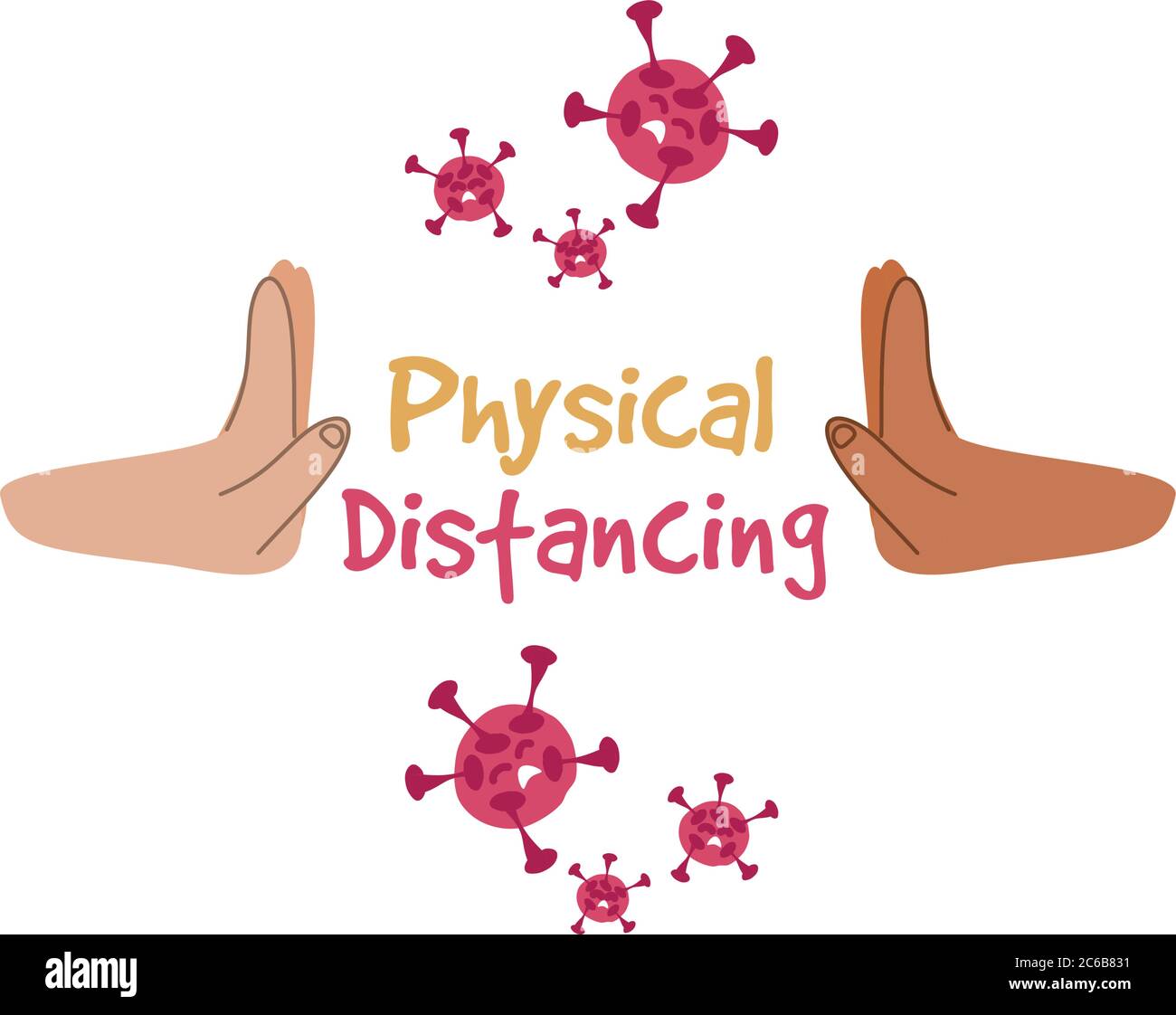 symbol of caution, physical distancing vector illustration design Stock ...