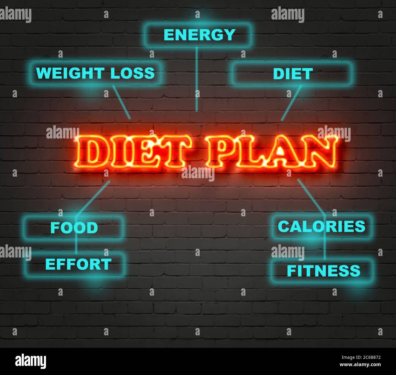writing words ' DIET PLAN ' on bricks background made in 2d software ...