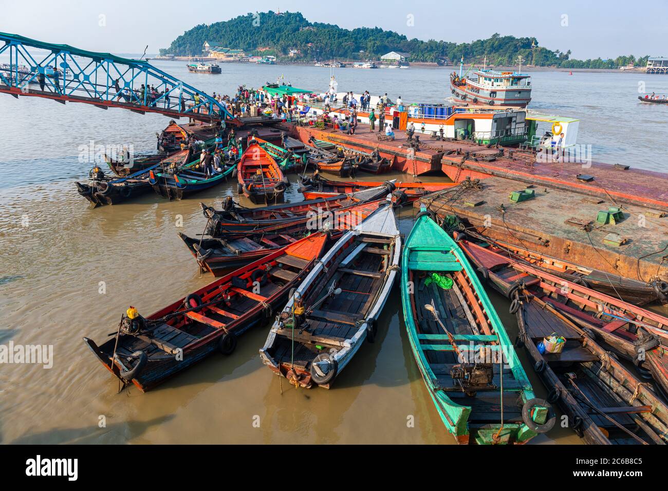 Fishing boats in the harbor of Myeik (Mergui), Myanmar (Burma), Asia ...