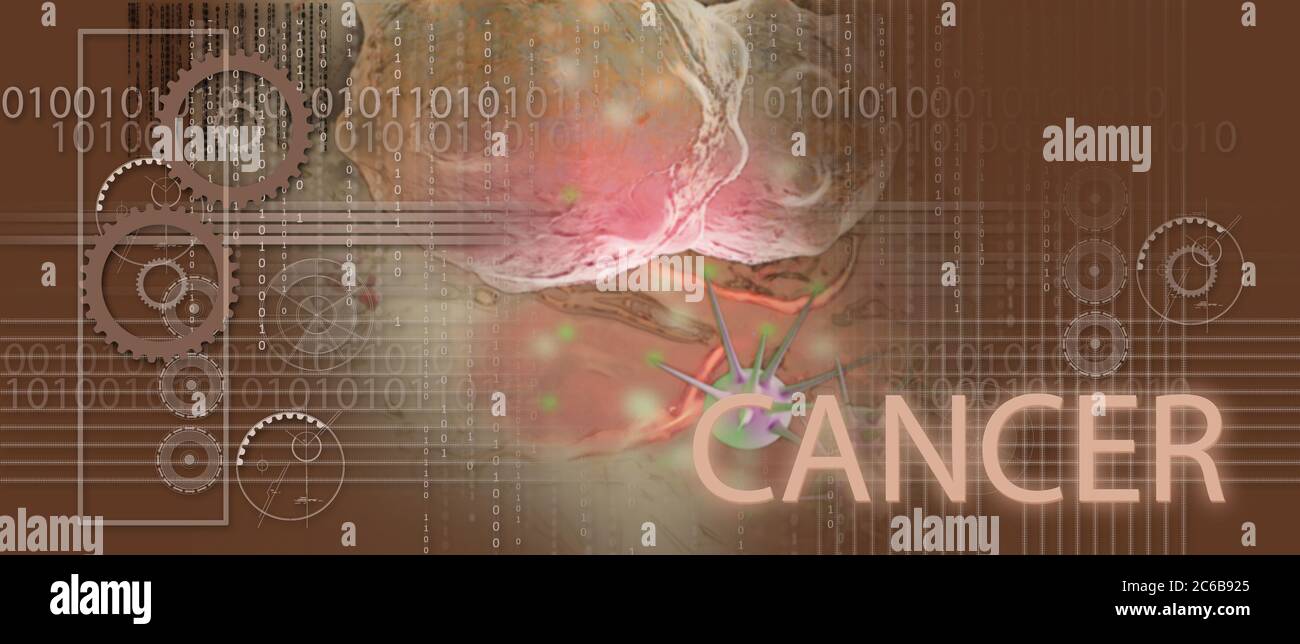 hi tech infographics of cancer cell made in 3d software Stock Photo - Alamy