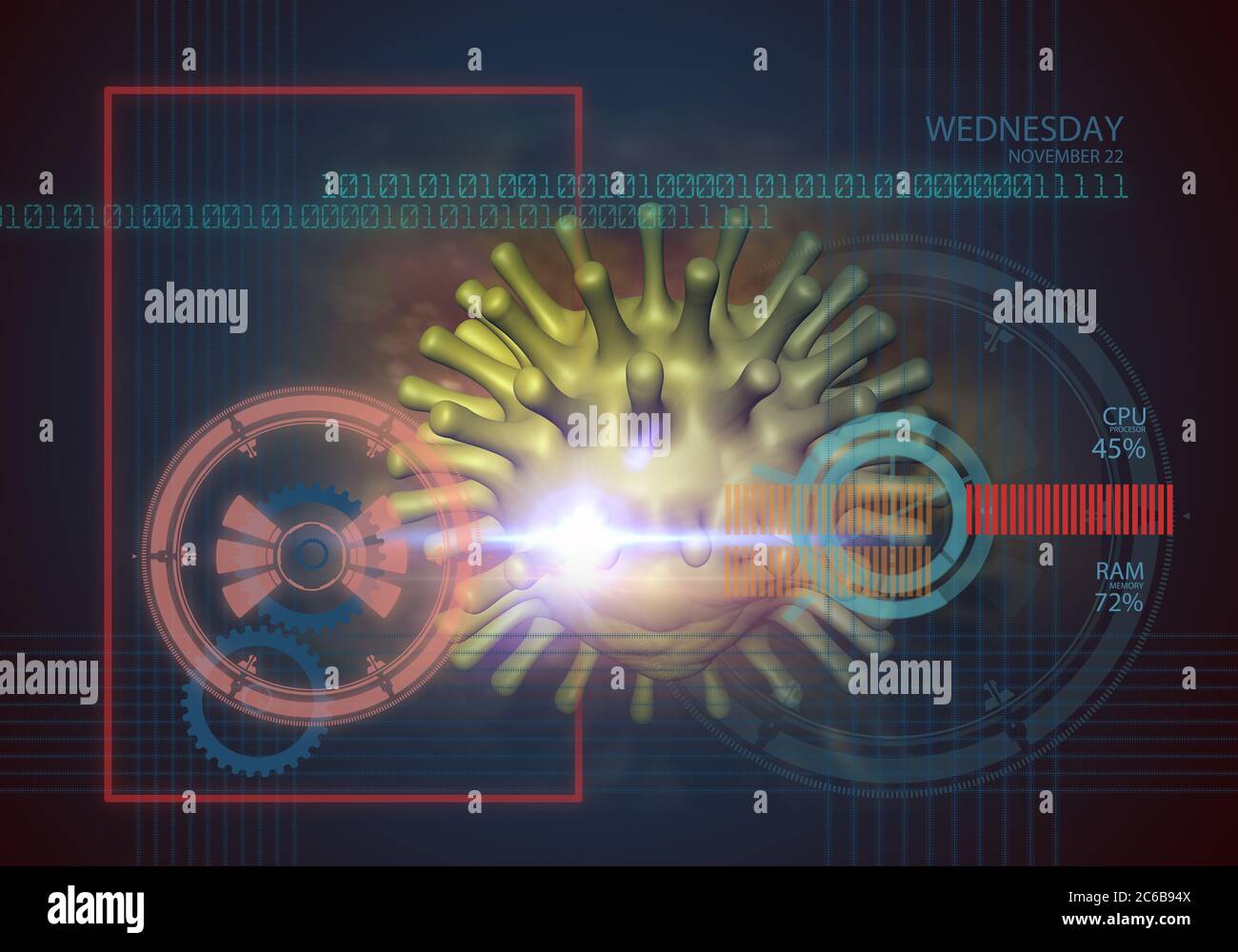 hi tech infographics of cancer cell made in 3d software Stock Photo - Alamy