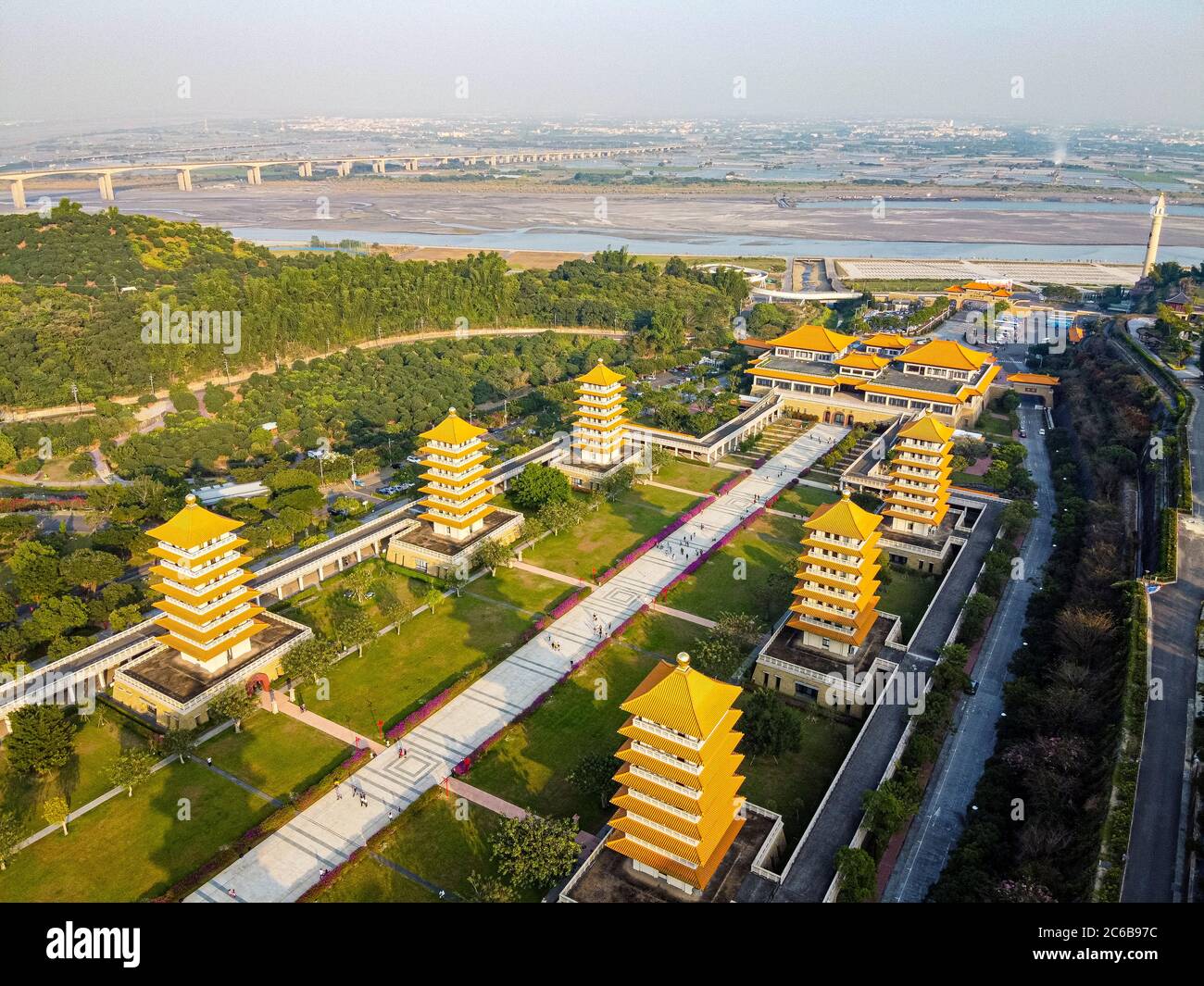 Aerial of Fo Guang Shan Monastery, Fo Guang Mountain (Shan), Taiwan ...