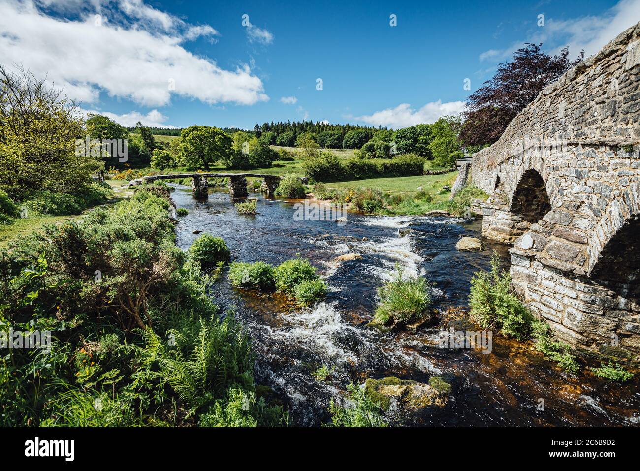 Postbridge village’s 13th century clapper and 1780 arched bridges ...