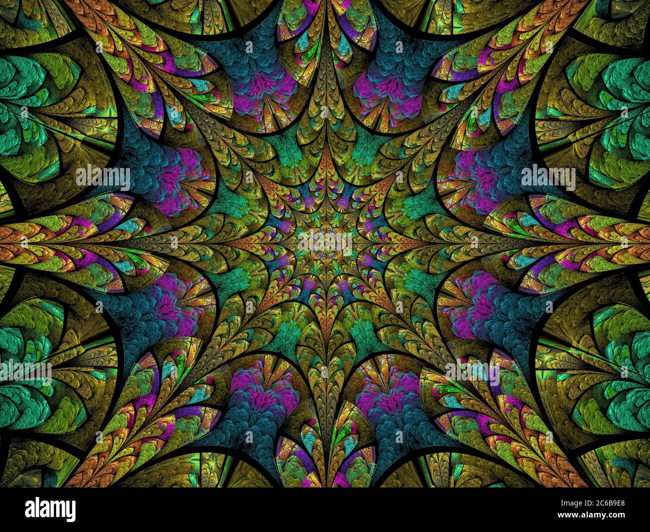 Abstract Flower Fractal Stained Glass Effect Stock Photo - Alamy