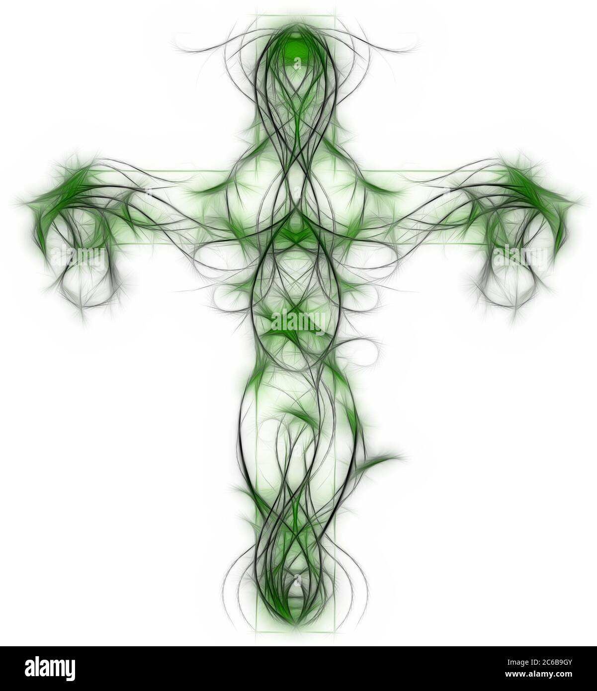 Green Floral Cross on white Stock Photo - Alamy
