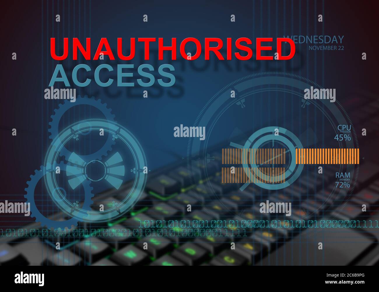 hi tech infographics of unauthorised access made in 3d software Stock ...