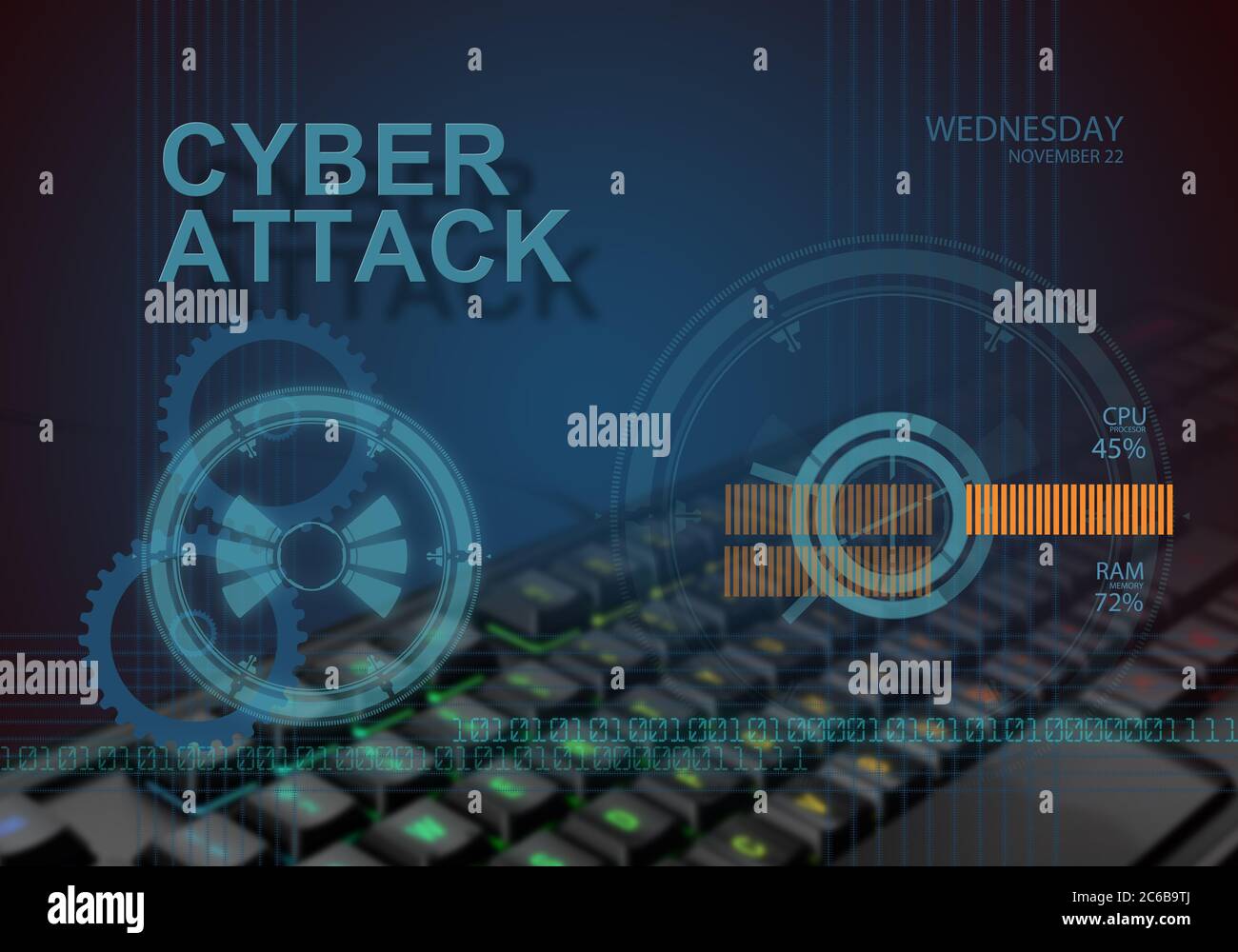 hi tech infographics of cyber attack made in 3d software Stock Photo ...