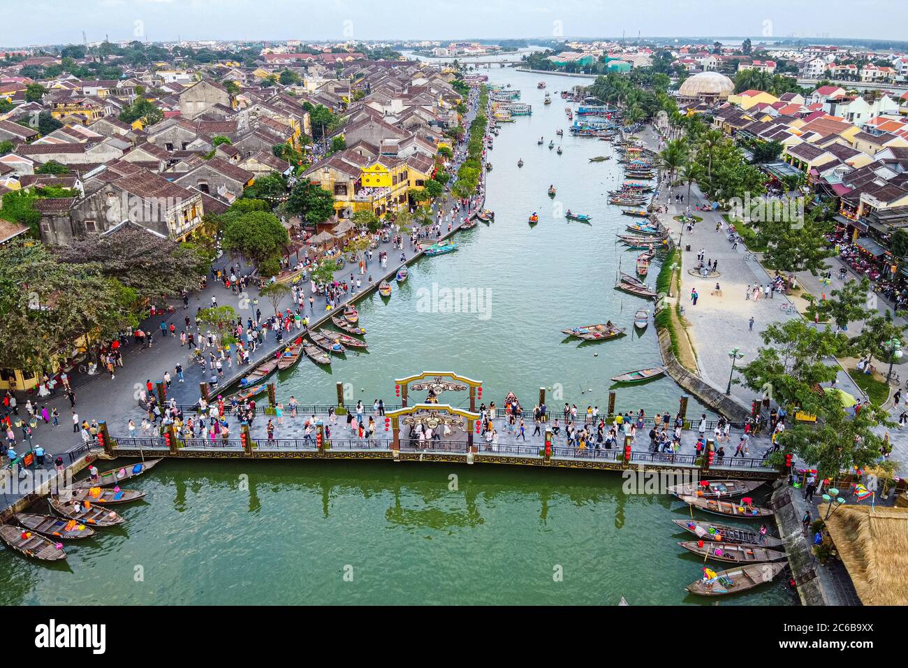 Aerial of the Historic district of the old town of Hoi An, UNESCO World ...