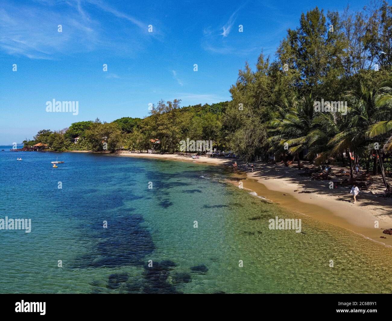 Aerial of Ong Lang beach, island of Phu Quoc, Vietnam, Indochina ...