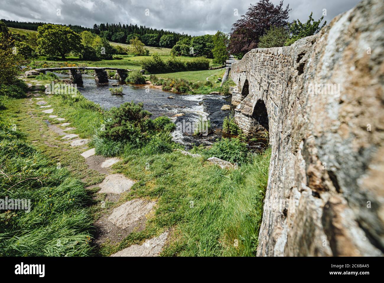 Postbridge village’s 13th century clapper and 1780 arched bridges ...