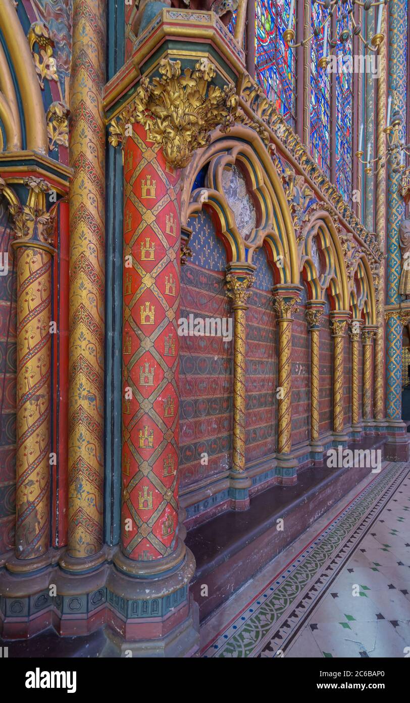 Paris, France - 03 07 2020: Details view inside The Holy Chapel Stock ...