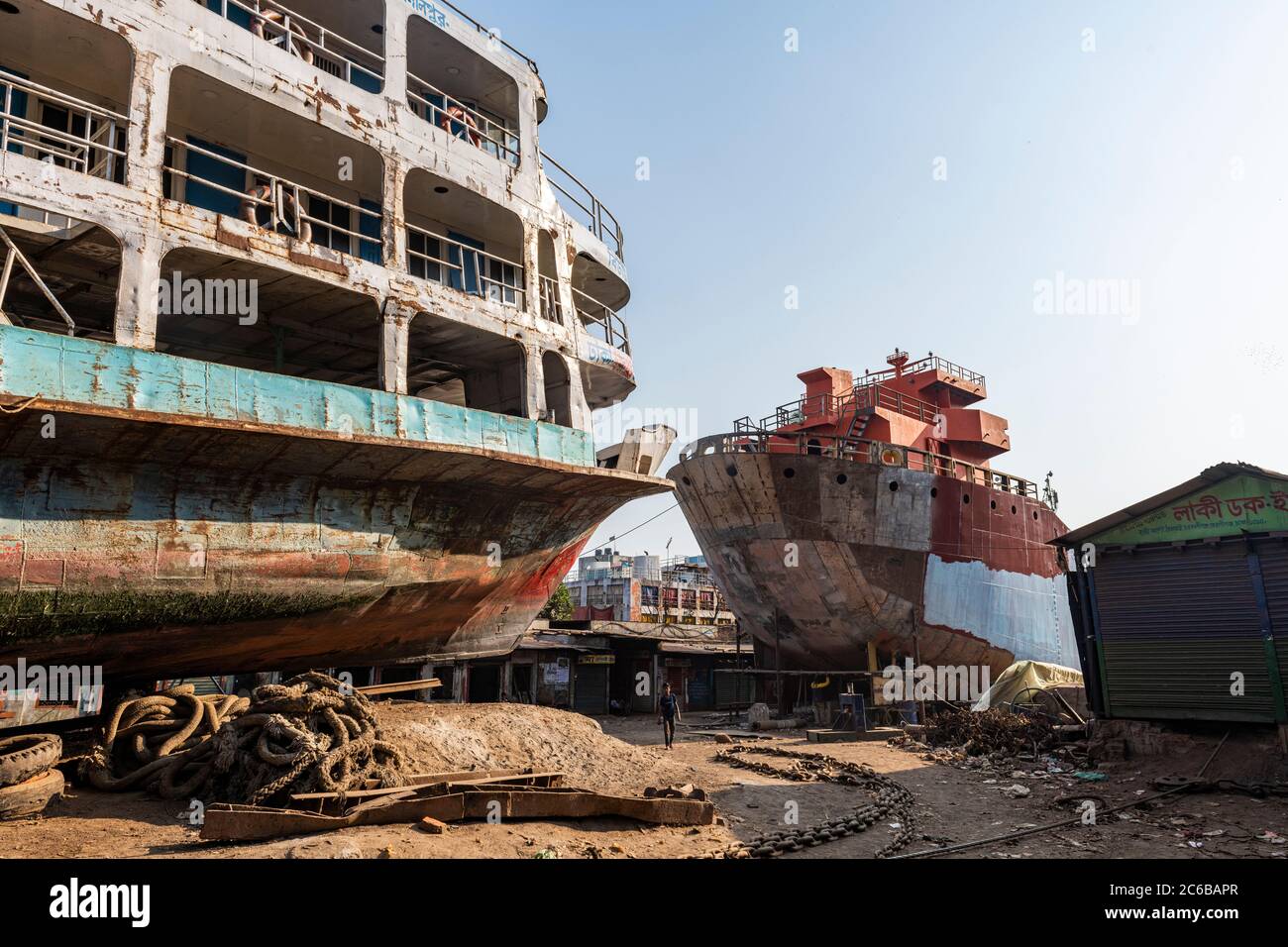Ships being broken up in the shipwreck cemetery (ship breaking yard ...