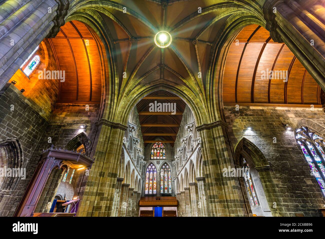 Interior view of Paisley Abbey, Renfrewshire, Scotland, United Kingdom ...