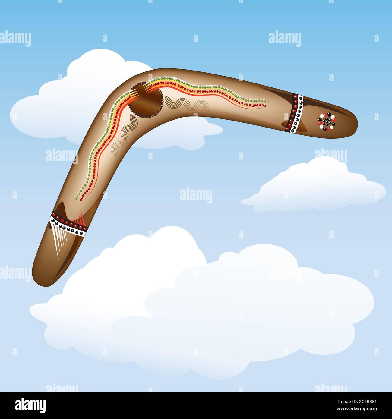 Boomerang flying through the sky. Space for your text. EPS10 vector ...