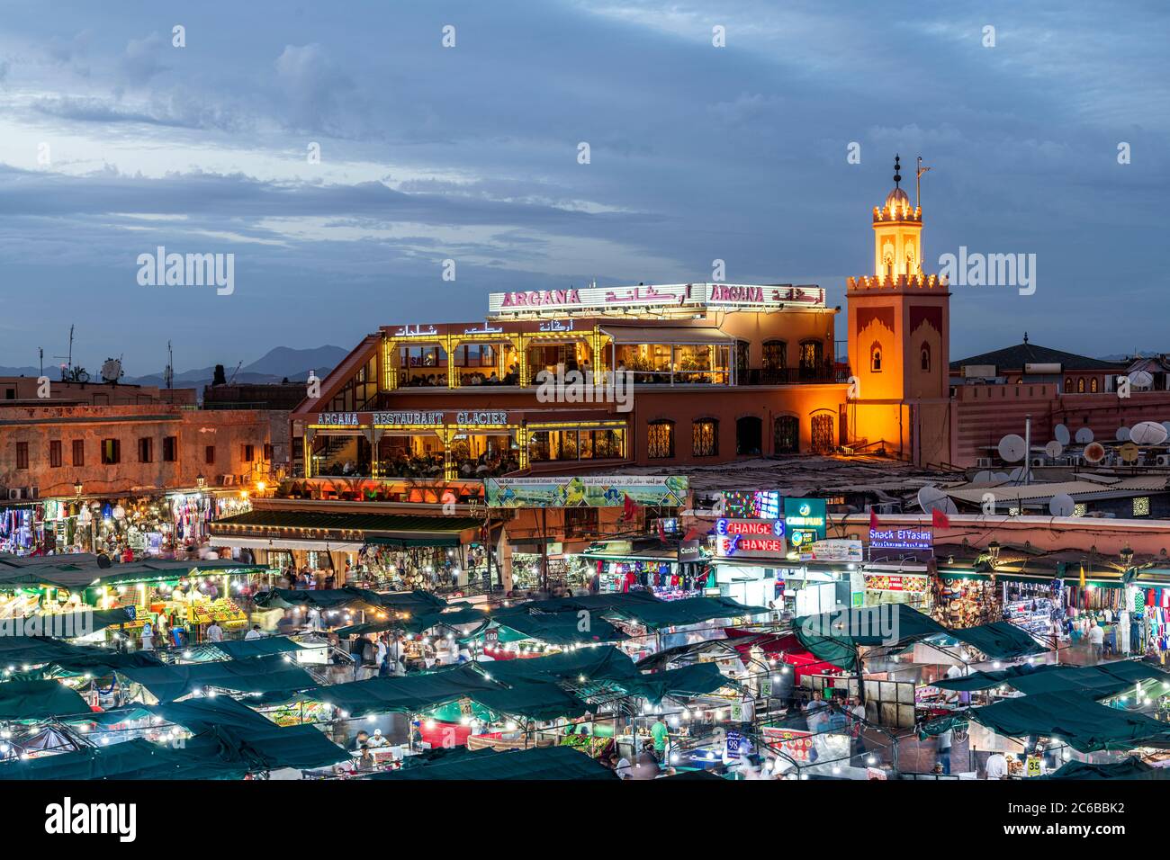 Argana Restaurant overlooking the medina, Marrakech, Morocco, North ...