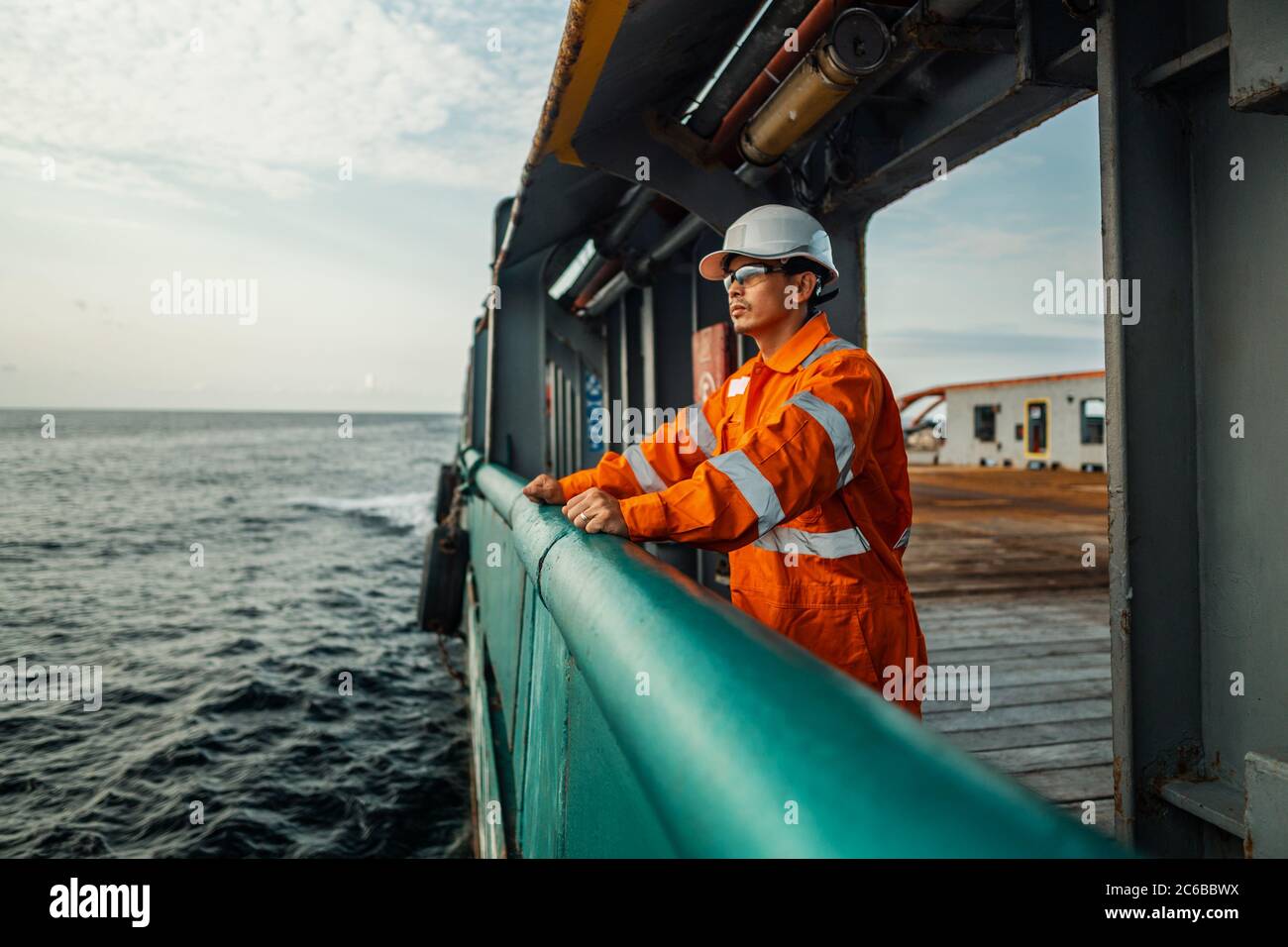 Filipino deck Officer on deck of vessel or ship Stock Photo - Alamy