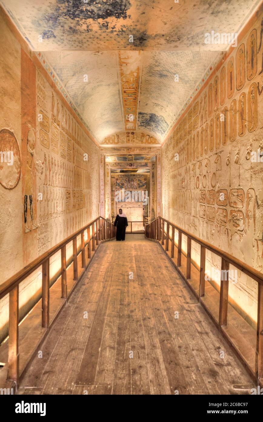 Caretaker, Hallway to Burial Chamber, Tomb of Ramses IV, KV2, Valley of ...