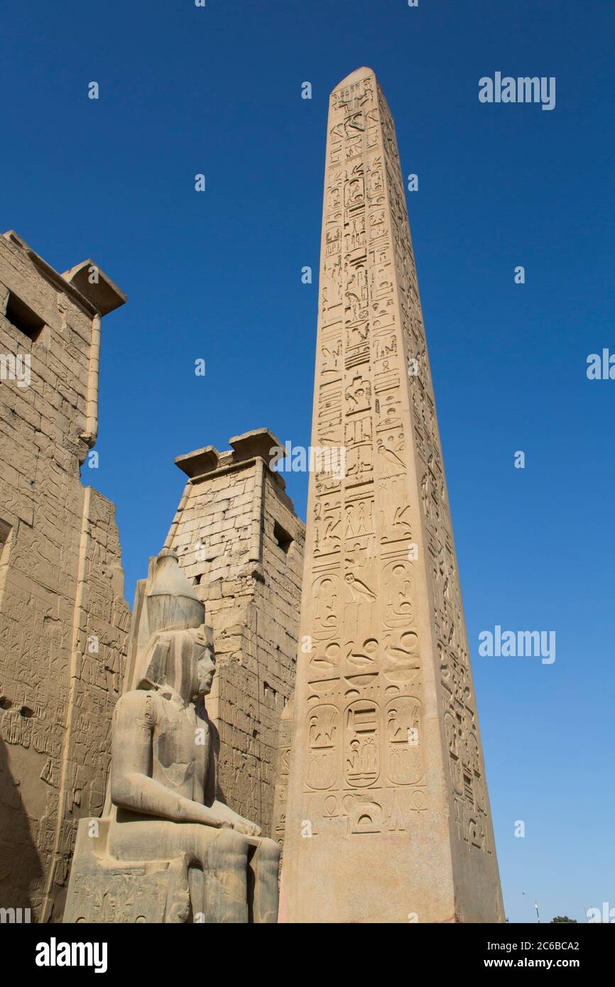 Colossus of Ramses II in front of Pylon, Obelisk, Luxor Temple, UNESCO ...