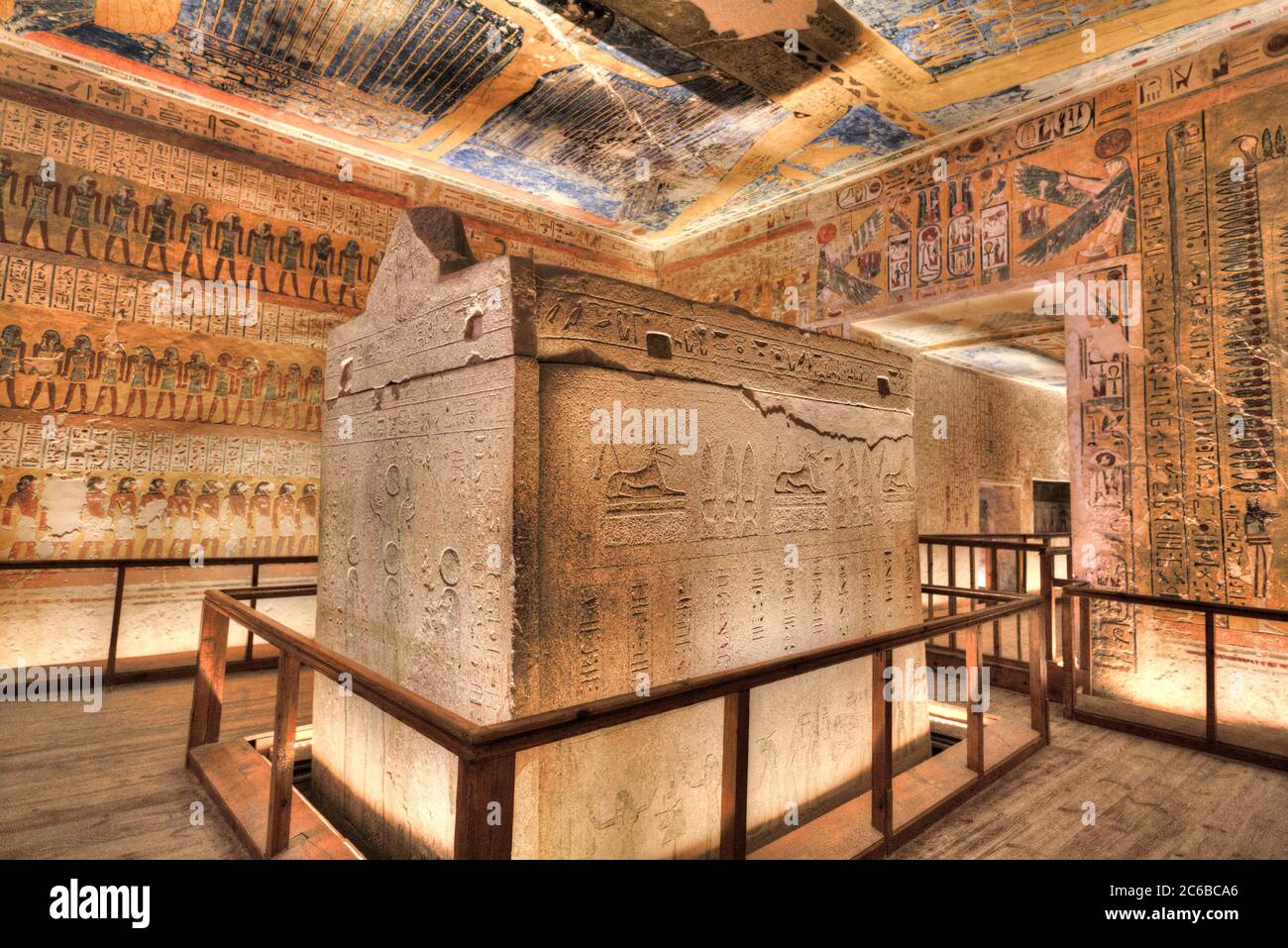 Sarcophagus in Burial Chamber, Tomb of Ramses IV, KV2, Valley of the ...