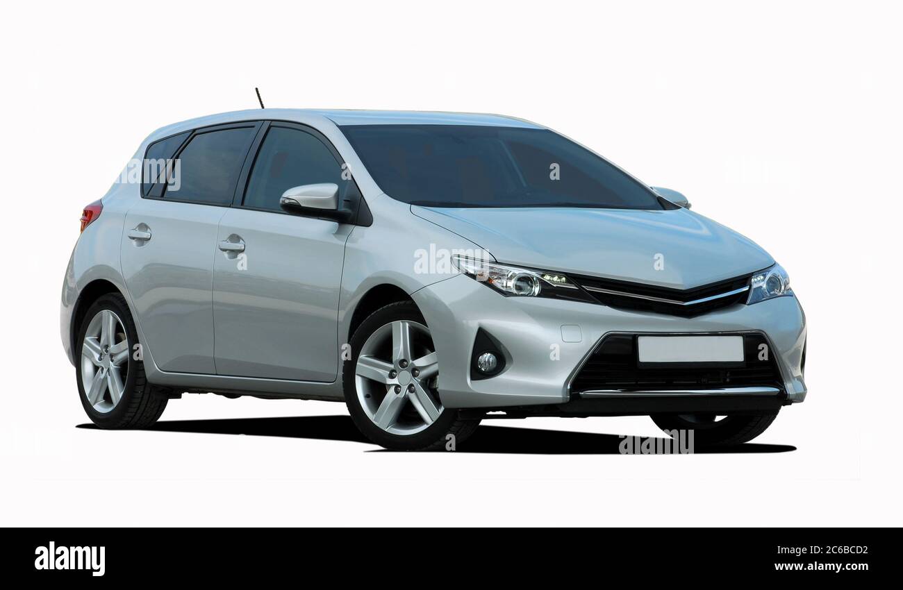 compact car, gray hatchback on white background Stock Photo - Alamy