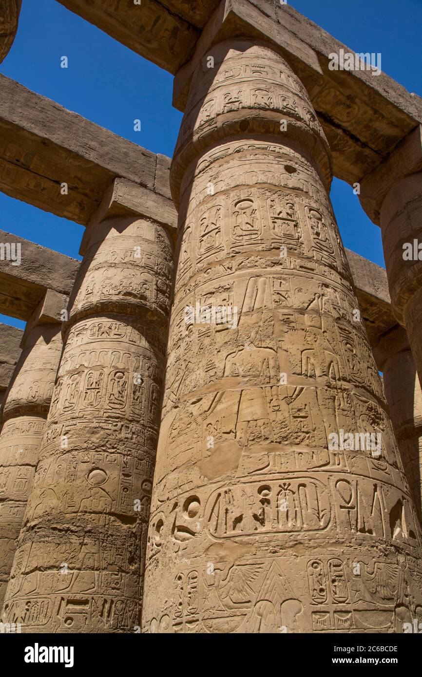 Columns, Great Hypostyle Hall, Karnak Temple Complex, UNESCO World ...