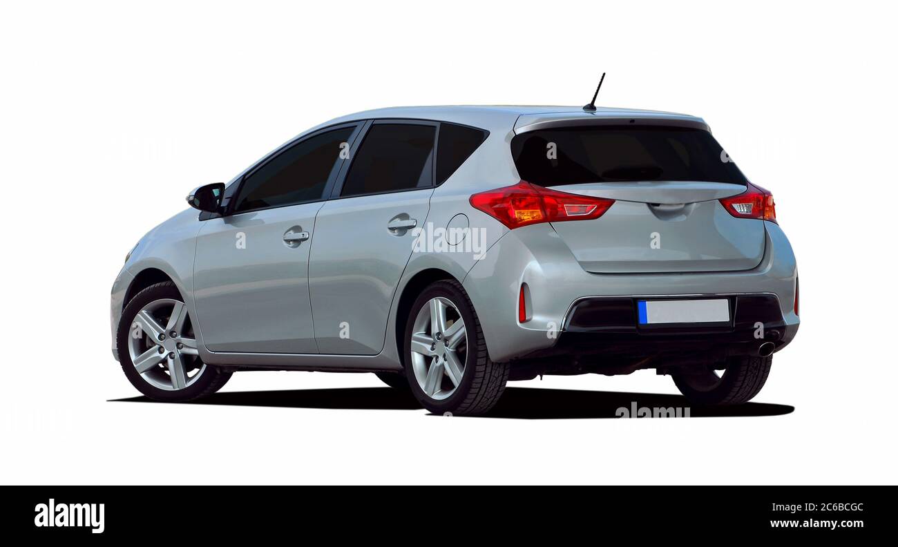 car rear view, gray hatchback on white background Stock Photo - Alamy