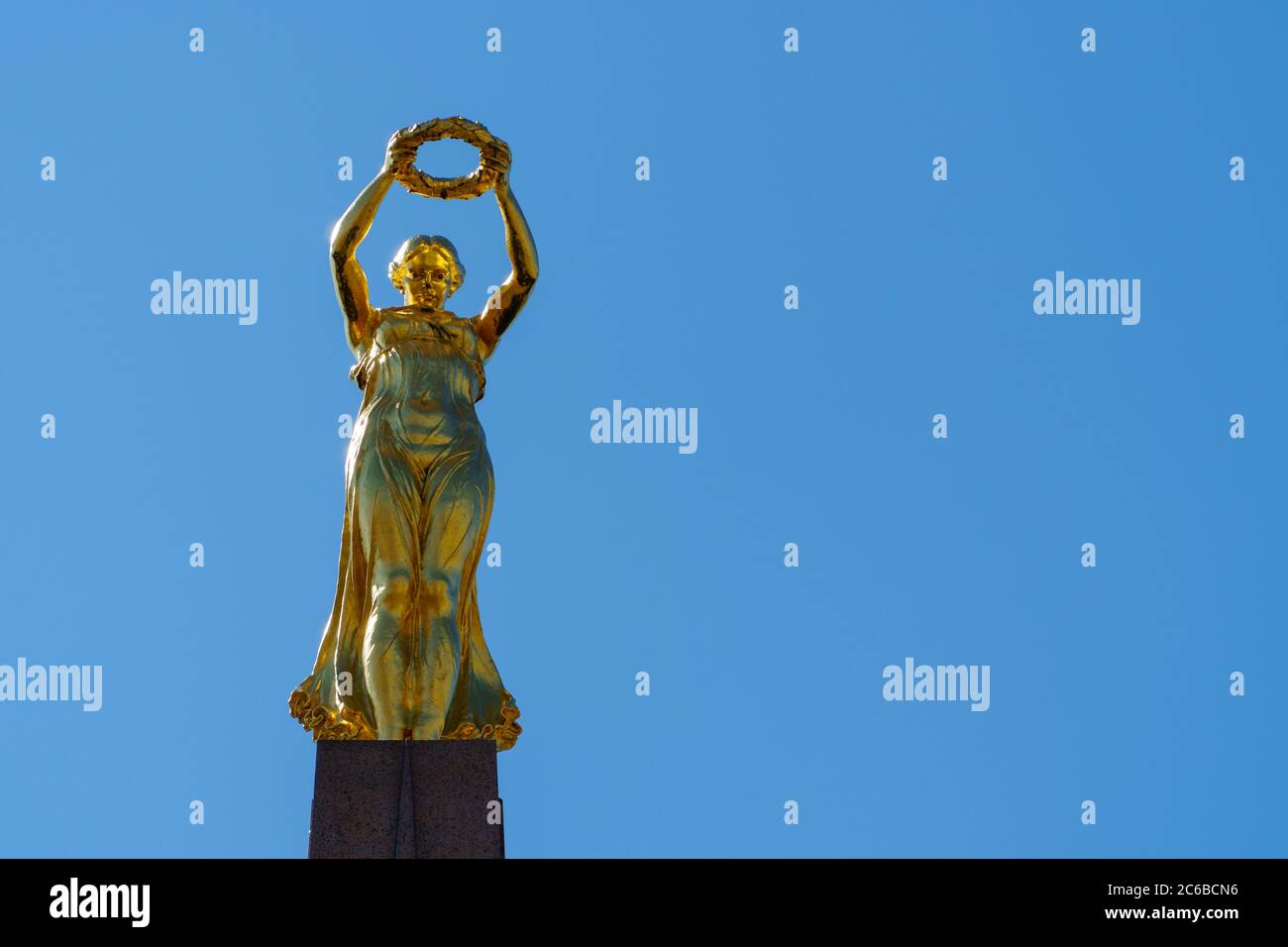 LUXEMBOURG CITY, LUXEMBOURG - APRIL 18, 2019: Statue on top of the ...