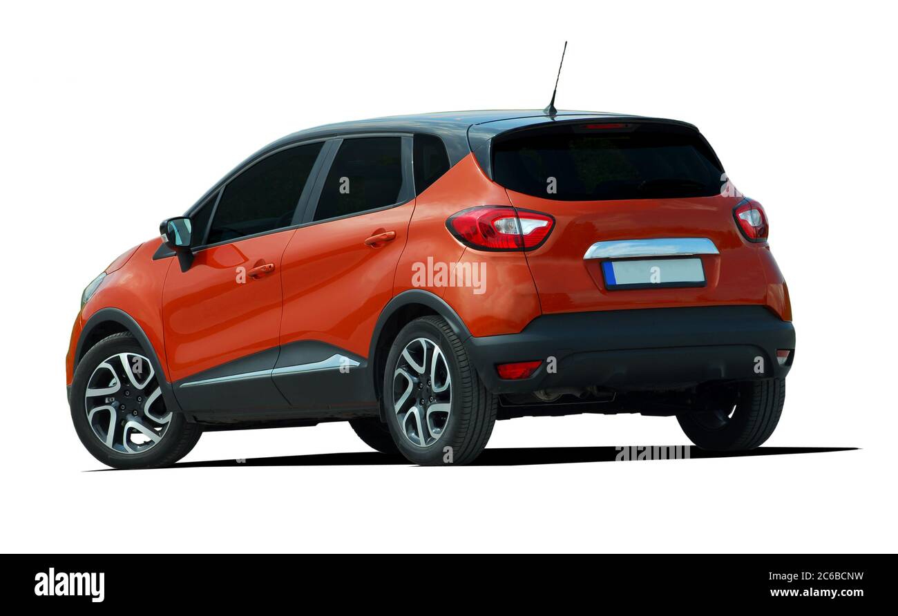 Rear side view of a small suv Stock Photo - Alamy