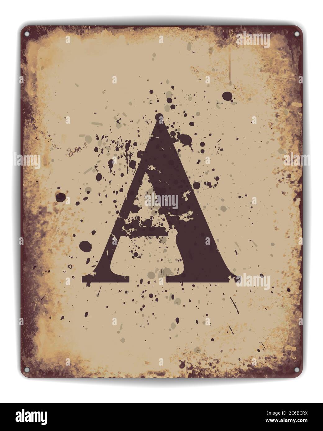 Retro tin plate style poster with capital letter A monogram. EPS10 ...